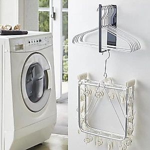 Magnetic Laundry Hanger Rack,Hanger Storage,Magnetic Drying Rack Laundry,Magnetic Hanger Holder for Laundry Room,Magnetic Laundry Hook (Small Black)