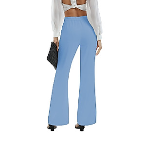 Kocowoo Women's Causal High Waisted Wide Leg Pants, Bootcut Dress Pants for Women, Work Pants with Pockets for Women Office Light Blue