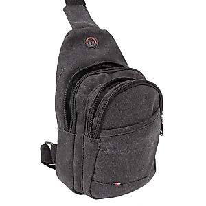 WESTEND Crossbody Canvas Sling Bag Backpack with Adjustable Strap, Charcoal