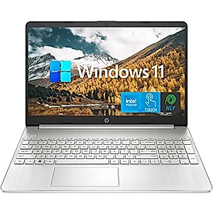 HP Touchscreen 15.6'' Laptop, Micro-Edge Display, Thin & Portable, Intel Core i3-1115G4, 20GB RAM, 1TB SSD, Webcam, HDMI, Wi-Fi, USB Type-C, SD Card Reader, NLY MP, Windows 11, Silver