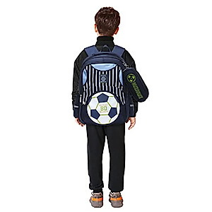 Mysticbags Boys Backpack Soccer Printed Kids School Bookbag for Primary Students Dark Blue