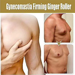 Pacx Gynecomastia Firming Ginger Roller, Gynecomastia Tightening Ginger Cream, Natural Tightening Ginger Cream Make Chest Shape Tough and Strong, Effectively Shrinks Men Chest Tightening (3pc)
