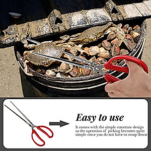 BESTonZON Grilling Tong Nabber Litter Trash Clamp Multi-Function Tool Mud Picker Live Household Steel Slip EEL Cooking Anti- Garden Grabber Long Home BBQ Multi- Reacher Portable Style Up