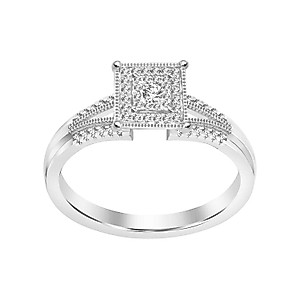 Eternal Bliss 1/5 cttw Round & Princess Natural Diamond Ladies Engagement Wedding Bridal Set in 10K White Gold (7)