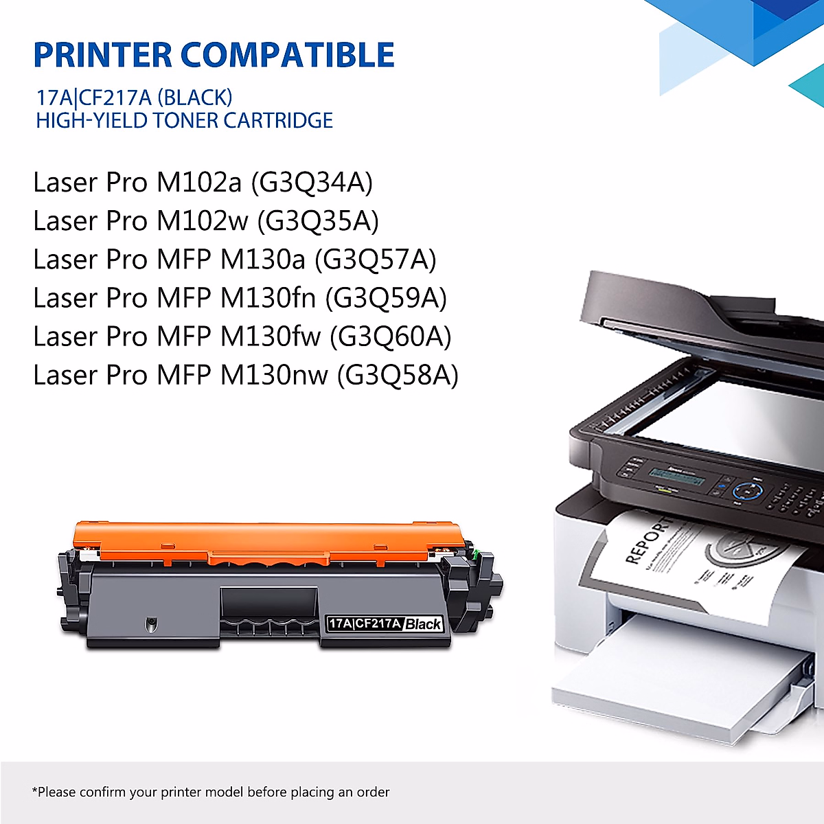 CF217A 17A Black Toner Cartridge with Chip Two Pack | 17A Black Ink Remanufactured Replacement for HP 17A Toner for Laser Pro M102a, M102w; Pro MFP M130a, M130fn, M130fw, M130nw Printer | CF217AD