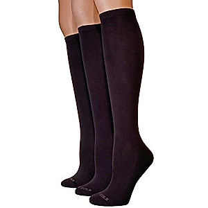 Legale Women's Pillow Sole Knee High Socks - 3 Pair Pack (Black / Black / Black)