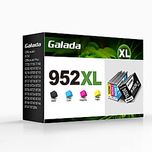 Galada Remanufactured 952Xl Ink Cartridges Combo Pack Replacement for Hp Ink 952Xl Black and Color Combo Pack Compatible with Hp OfficeJet Pro 8710 8715 8720 8210 7740 7720 7730 8725 8730 8740 Printer
