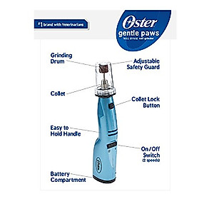 Oster Gentle Paws Less Stress Dog and Cat Nail Grinder, 2 Speed (078129-600-000)