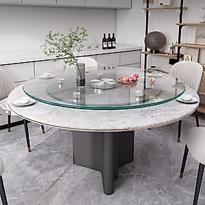 Tempered Glass Lazy Susan Turntable For Dining Table,Transparent Rotating Tray With Silent Bearing Centerpieces,Silent/Smooth/Not Easy to Dump,Easy To Share All Food,for Coffee Table,Home & Office Use