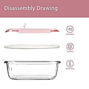 [10 Packs, 20 Pieces] Glass Food Storage Containers with Lids (Built in Vent), Airtight Meal Prep Containers, Glass Bento Boxes for Home Kitchen, BPA Free & Leak Proof (10 lids & 10 Containers) - Pink