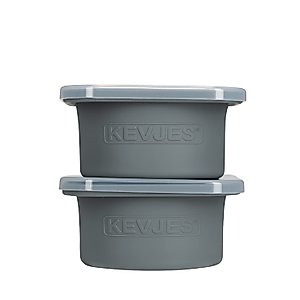 KEVJES Stackable Silicone Artisan Pizza Dough Proofing Proving Containers with Lids-2/3/4/5 pack-500ml portion (Spacegrey, 2 PACK)