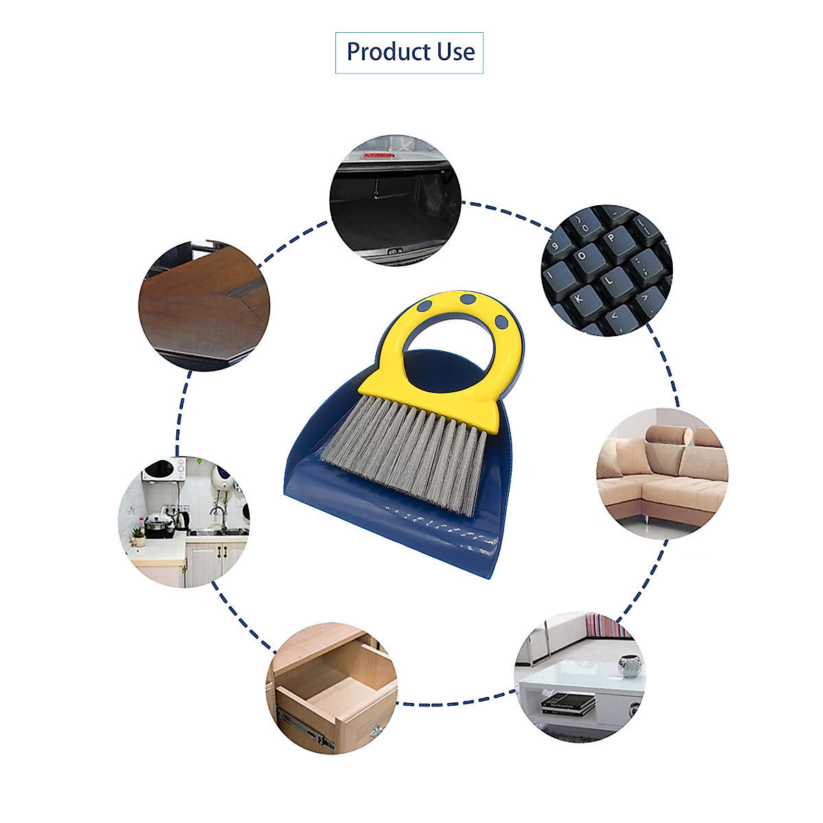 Mini Dustpan Set of Collecting Tray and Brush Small Dustpan and Brush Set(Deep Blue)