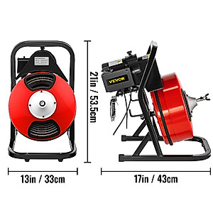 VEVOR Drain Cleaner Machine 50FTx1/2Inch, Sewer Snake Machine with 4 Cutter & Foot Switch, Electric Drain Auger for 2" to 4" Pipes…