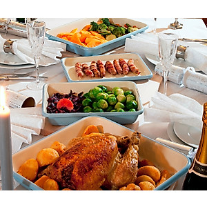 Tala Originals Small Enamelled Roaster in Blue and Cream Colours, Measuring 21cm x 28.5cm x 5cm