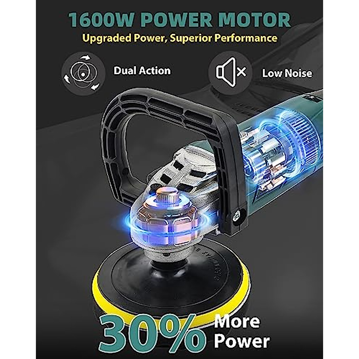 GEVEELIFE Buffer Polisher, 1600W 7 Inch/6 Inch Polisher, 7 Variable Speed 1000-3500 RPM Car Buffer Polisher Waxer with Adjustable Grip, Detachable Handle for Car, Boat Sanding, Polishing, Waxing