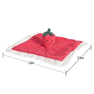 Apricot Lamb Stuffed Fruit Strawberry Security Blanket Infant Nursery Character Blanket Luxury Snuggler Plush Baby Lovey(Strawberry, 13 Inches)