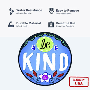 Blue Floral Be Kind Magnet for Cars, Lockers, Garage Doors, Refrigerators, and More, Inspirational and Inclusive Removable Magnetic Decal, 5 1/2 Inch
