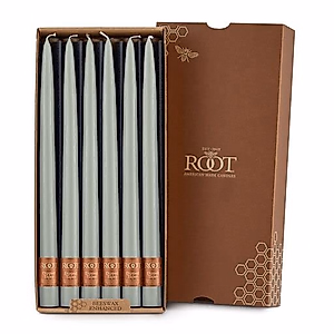 Root Candles 12-Count Unscented Taper Candles Smooth Hand-Dipped Dripless Beeswax Blend Dinner Candles, 12-Inch, Sage Green