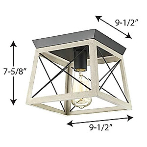 Briarwood Collection Whitewashed One-Light Farmhouse Flush Mount Ceiling Light