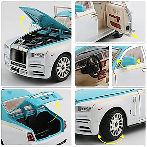 1/24 Diecast Car Model Rolls-Royce Phantom Toy Car, Alloy Collectible Phantom Replica Pull Back Model Car Vehicles with Sound and Light for Kids Boys Girls Birthday Gift