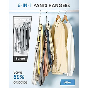CINKSY Pants Skirt Hangers Space Saving 5 Layers with Non-Slip Foam Padded Swing Arm 9 Pack