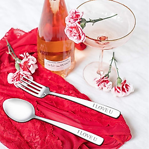 Customized Spoon & Fork Set, WarmHut 304 Stainless Steel Laser Engraved Flatware Set, Personalized Creative Cutlery Set with Box, Unique and Special Customized Gift