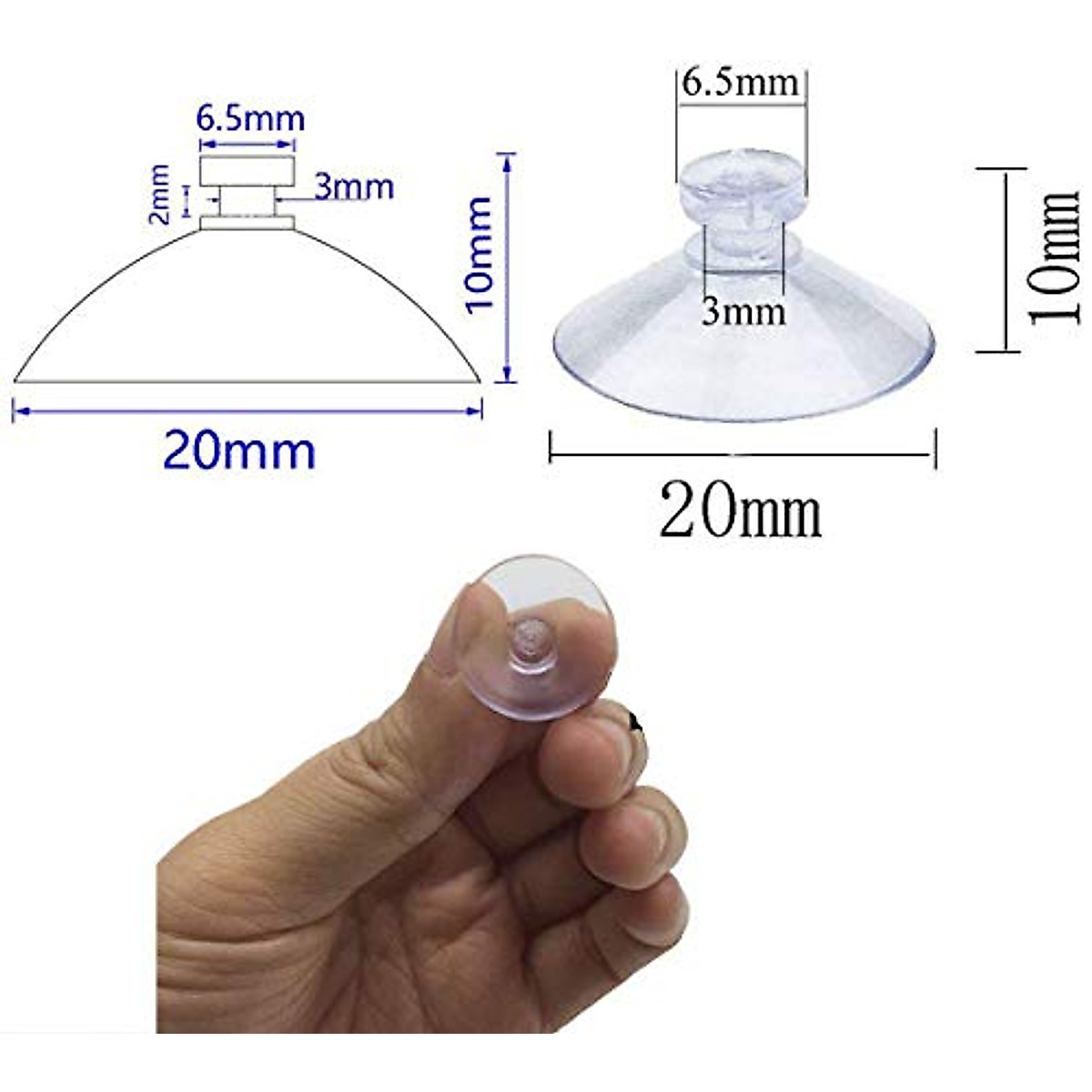 Hyamass 100pcs Mini Clear Plastic Suction Cups Without Hooks (Diameter 20mm)