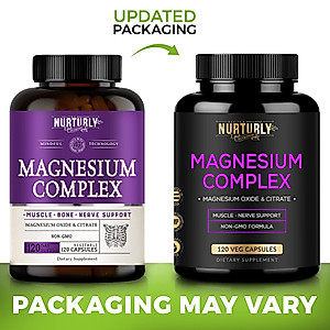 Magnesium Complex and Turmeric Curcumin with BioPerine&Ginger - Magnesium Citrate 500MG - Muscle Relaxation, Sleep and Energy, Bone Density and Strength, Hearth
