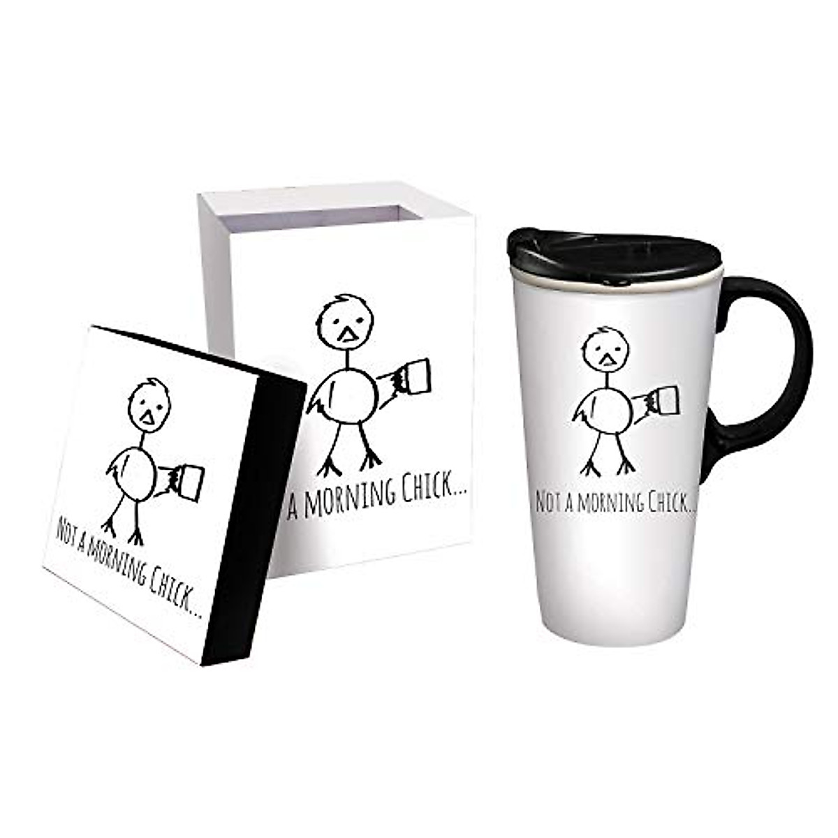 Not a Morning Chick Ceramic Travel Cup - 5 x 7 x 4 Inches