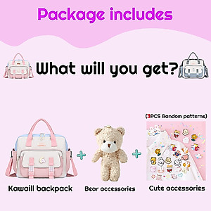 Tecotely Kawaii Backpack Cute Toge Bag Crossbody Shoulder Bag with Kawaii Pins Accessories for Girls (Pink)