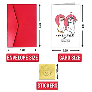 Huokiriki Cute Couple Wedding Card from Cult Kitty, Cat Bride & Groom Card, Wedding Congratulation Card Gift for Cat Lovers Couple, Funny Engagement Card, Thick card stock, Envelope Included.