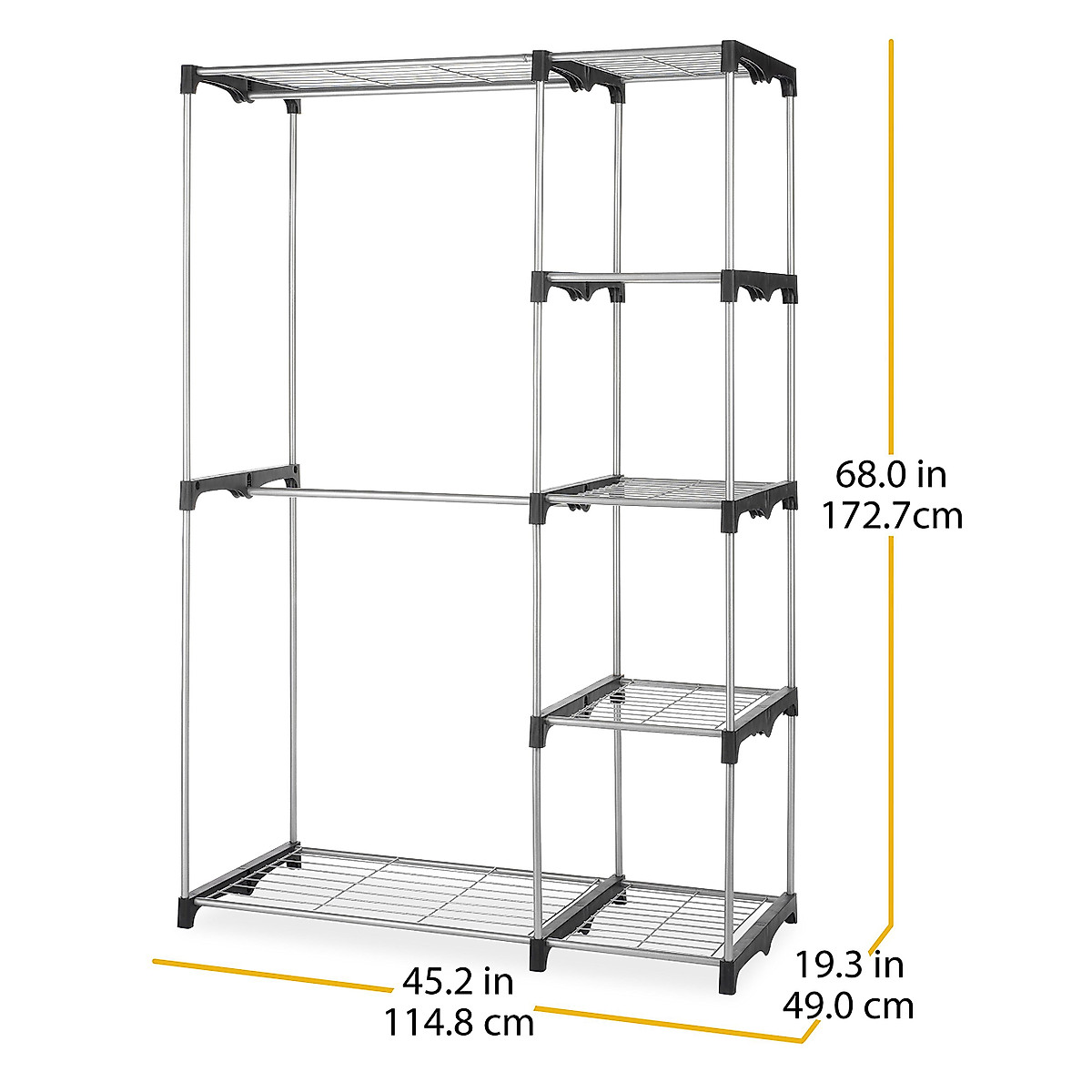 Whitmor Double Rod Freestanding Closet Organizer