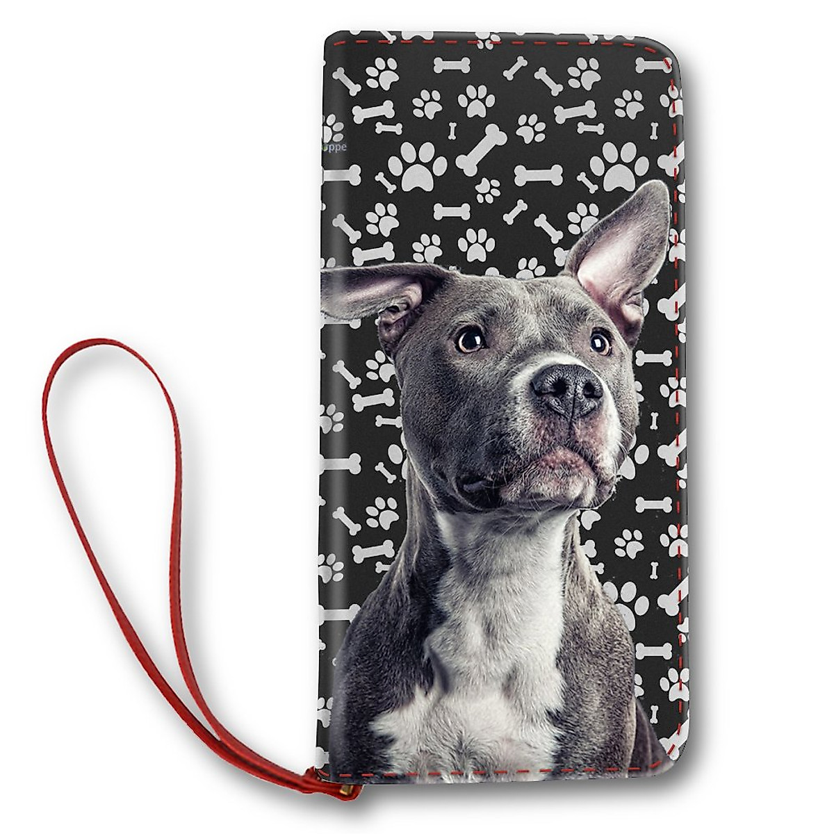 NIWAHO Women's Leather Long Wallet Design American Pit Bull Terrier Dog Paws Pattern, Dog mom gifts