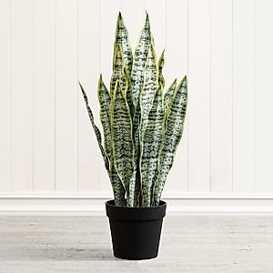QL DESIGN Artificial Snake Plant 32inches Fake Sansevieria, Perfect Faux Plants for Home, Garden,Office, Decoration