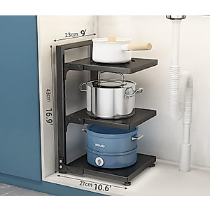 Pots And Pans Organizer for Cabinet.3-Tiers Heavy-Duty Pot and Pan Rack for Kitchen Organization, Height Adjustable and Space Saving Pot Organizer football Valentine's Day President's Day Gift