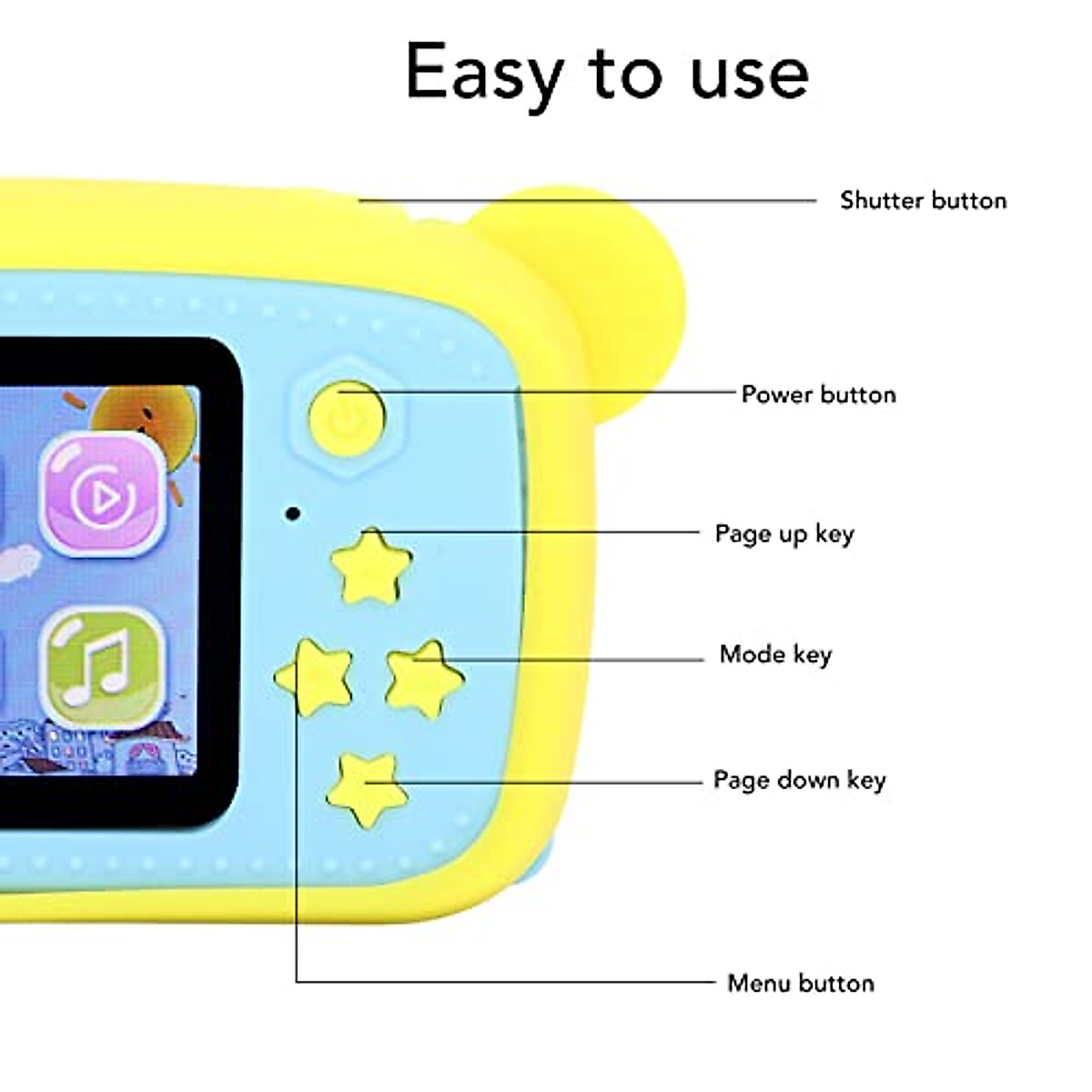 Children Camera, Digital Portable Rechargeable 2 Inch Display Kid Video Camera Birthday Gift for Outdoor Activity for Home Travel(Yellow)