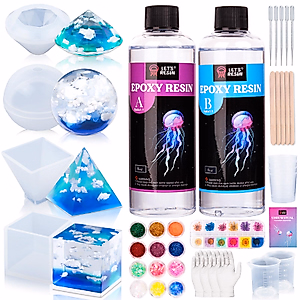 LET’S Resin Resin Kits and Molds Complete Set, 16OZ Resin Molds Silicone Kit Bundle with Sphere, Pyramid Molds, Resin Epoxy Starter Kit for Beginner Resin Casting
