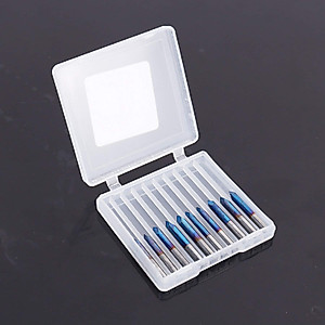 10pcs Triangular CNC Router Bits V-Bit, 60 Degree 0.1mm Engraving Bits, 1/8” Shank Nano Blue Coating Sharp Pyramid Bits for Acrylic Wood MDF Aluminum Lettering Sign Making