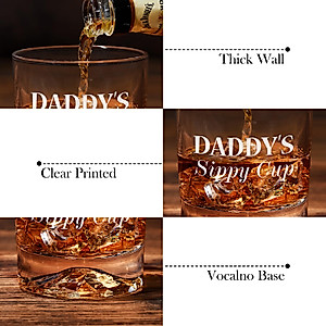 PONPUR DADDY SIPPY CUP Gifts for Men Dad, Daddy, Engraved Whiskey Glass, Christmas Stocking Stuffers, Funny Dad Birthday Gifts for Dad Husband from Wife Daughter Son Kids, Unique Gag Men Gift