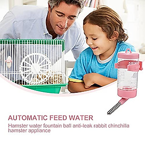 STOBOK 2Pcs Guinea Pig Water Bottle 80ml No Drip Small Animal Drinking Bottle Automatic Rabbit Water Feeder Hanging for Ferret Hedgehog Hamster Guinea Pig Chinchilla Pink