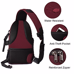 MOSISO Camera Sling Bag, DSLR/SLR/Mirrorless Camera Backpack Case Shockproof Photography Backpack with Tripod Holder & Removable Modular Inserts Compatible with Canon/Nikon/Sony/Fuji, Wine Red
