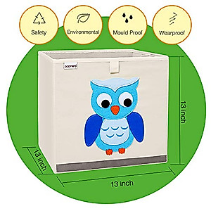 DODYMPS Foldable Animal Toy Storage Bins/Cube/Box/Chest/Organizer for Kids & Nursery, 13 inch (Owl)