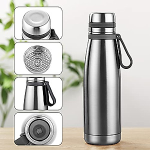 JiaQi Vacuum Insulated Coffee bottle,Stainless Steel Vacuum insulated Bike Water Bottles with Filter, keep Hot&Cold Drink Metal Water Flask 25oz