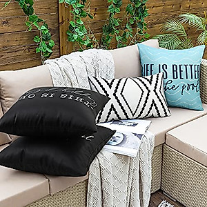 Adabana Pack of 2 Blue and Navy Outdoor Waterproof Throw Pillow Covers 18x18 Decorative Pillows Case for Patio Furniture Garden, Life is Better by The Pool