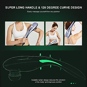 MEGAWISE Handheld Back Massager | Deep Tissue Percussion Massage Back Neck Shoulders Waist and Legs (Cordless 2023 Updated Ver.)