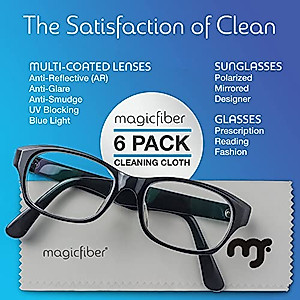 MagicFiber Microfiber Cleaning Cloth, 6 Pack - Premium Cloth for Glasses, Lens, Screens & More