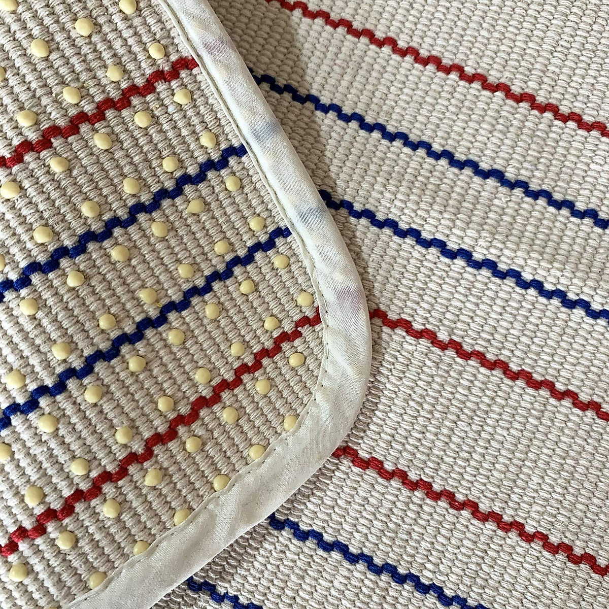 Kids Rug Montessori Mat Children Playing Mat for Nursery Cotton Working Rug Small Hand Woven Rug, 23.6''×7.8''