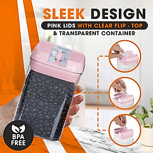 Cheer Collection Airtight Food Storage Containers, Kitchen Storage Containers for Pantry, Set of 8 Food Containers with Lids Airtight, Pantry Storage Containers & Organizers with Lids, Pink