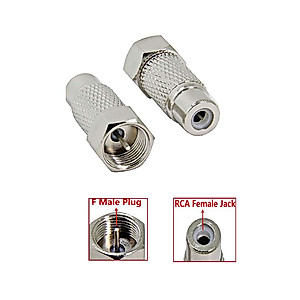WICAREYO RF to Coax Adapter, 2PCS F Plug Female Adapter F Type Male Plug Coax to RCA Female Jack RF Video TV Connector for Atari 2600