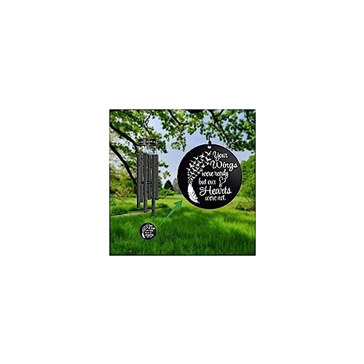 Memorial Wind Chimes for Loss of Loved One Sympathy Gifts Loss of Mother Father Wife Husband Daughter Large Angel Windchimes Garden Patio Home Déco Your Wings were Ready but My Heart was Not